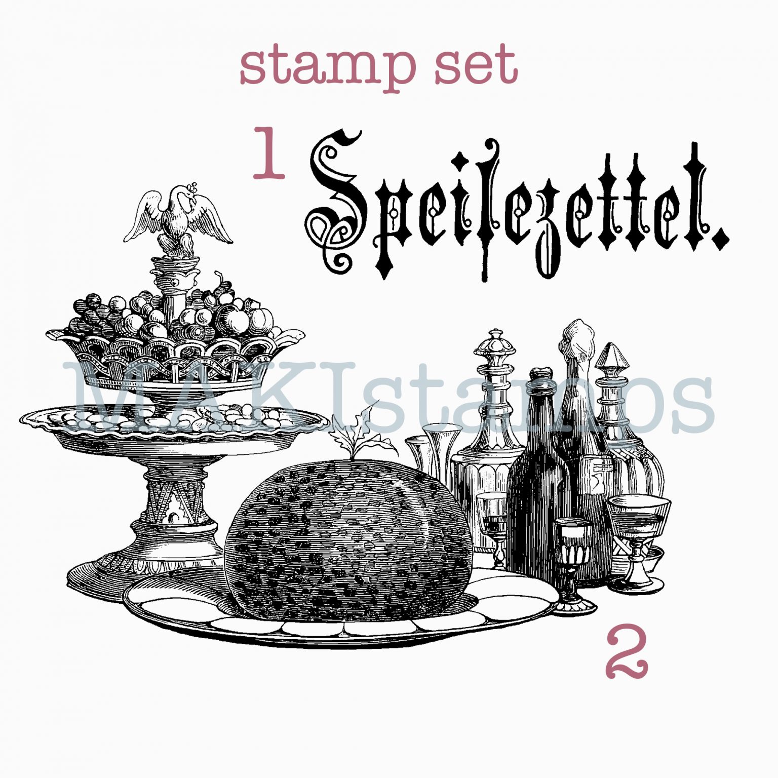 Stempel Set Festliche Tafel Und Speisezettel Unmontiertes 